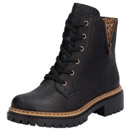 Rieker Damen Schn&uuml;rstiefelette Schn&uuml;rboots, Blockabsatz, mit praktischem Innenrei&szlig;verschluss schwarz 38