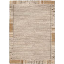 OCI DIE TEPPICHMARKE Wollteppich &raquo;Sensation Rekhi&laquo; rechteckig 6 mm H&ouml;he handgekn&uuml;pft, Nepal, reine Wolle, Wohnzimmer beige Seide, Wolle B : 70cm 1 Stk