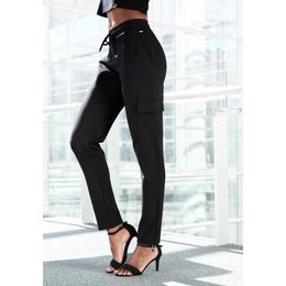 Lascana Damen Lascana Cargohose in weich flie&szlig;endem Material, Loungewear schwarz 32/34, N-Gr