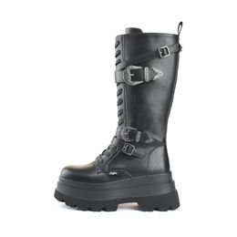 Buffalo Damen Schn&uuml;rstiefel &raquo;JUPITER WEST LACE UP HIGH&laquo; Plateaustiefel mit Memory Foam-Innensohle 38, Normalschaft