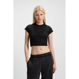 Hugo Damen Hugo T-Shirt &raquo;Dome&laquo; Cropped Fit, mit Logoschriftzug schwarz XXL