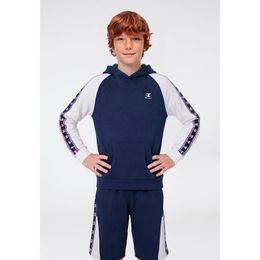 Champion Jungen Kapuzensweatshirt &raquo;Sports-inspired Terry Hoodie with Tape detailing&laquo;, f&uuml;r Kinder, Langarm-Ausf&uuml;hrung, aus angerauter Sweatware blau 