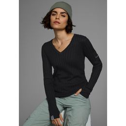 Kangaroos Damen Kangaroos V-Ausschnitt-Pullover h&uuml;ftlange Schnittform, mit Rippstrick, figurbetonte Passform schwarz 36/38