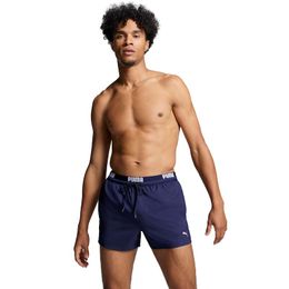Puma Herren Puma Badeshorts &raquo;Puma SWIM MEN LOGO SHORT SHORTS 1P&laquo; Seitentaschen, Ges&auml;&szlig;tasche mit Rei&szlig;verschluss, Kordelzug blau S, N-Gr