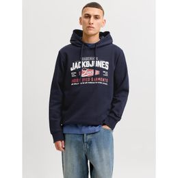 Jack & Jones Jack & Jones Herren Kapuzensweatshirt &raquo;JJELOGO SWEAT HOOD 2 COL AW26 SN&laquo;, Baumwollmischung, regular fit blau XS
