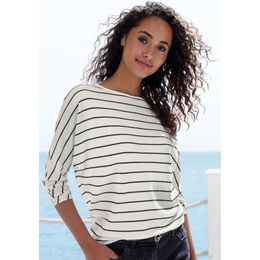 Vivance Damen 3/4-Arm-Shirt &raquo;mit modischer Streifenstruktur&laquo; aus luftiger Baumwoll-Viskose-Qualit&auml;t schwarz-wei&szlig; 36/38