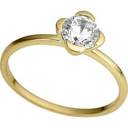 Firetti Damen Fingerring &raquo;Schmuck Geschenk Gold 333 Damenring Goldring Solit&auml;r Blume&laquo; mit Zirkonia (synth.) gold 18, Gelbgold 333, 1,5mm