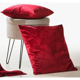 Weckbrodt-Gardinen Dekokissen &raquo;Valentin&laquo; Samt-Optik, Velour, Unifarben, Kissenh&uuml;lle ohne F&uuml;llung rot Polyester B/L: 40cm x 40cm, 1 Stk.