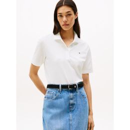 Tommy Hilfiger Damen Poloshirt &raquo;1985 REG PIQUE POLO&laquo; mit Logo-Stickerei, Seitenschlitze, Regular Fit beige L (42/44)
