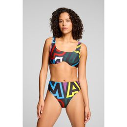 Puma Damen Puma B&uuml;gel-Bikini-Top &raquo;Puma SWIM WOMEN PRINTED SCOOP NECK TOP&laquo; mit Big-Wording bunt XS, N-Gr