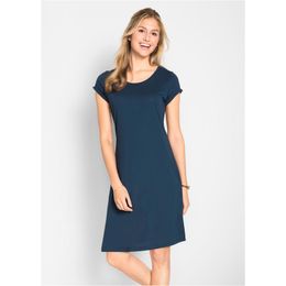 bonprix Damen bonprix Shirtkleid f&uuml;r warme Tage, aus reiner Baumwolle, taillierte Passform blau 36/38 (S), N-Gr
