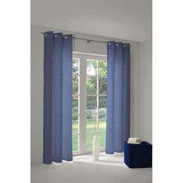 Adam Vorhang &raquo;Uni Collection&laquo; &Ouml;sen 1 Stk. tlg. aus 100% Bio-Baumwolle blau Jacquard, Baumwolle (Bio-Baumwolle) 145cm, &Ouml;sen, 145cm
