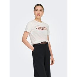 Only Damen Only Kurzarmshirt &raquo;ONLFREEZE LIFE S/S HEART TEE BOX JRS&laquo; Baumwolle, regular fit, Rundhals wei&szlig; L
