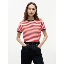 Tommy Hilfiger Damen Kurzarmshirt &raquo;TH ROUNDAL REG C-NK SS TEE&laquo; mit kontrastfarbenen B&uuml;ndchen S (36/38)