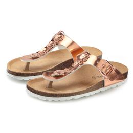 Lascana Damen Lascana Zehentrenner &raquo;Sandale, Pantolette, offener Schuh, Sommerschuh,&laquo; mit komfortablem Korkfu&szlig;bett rosa 40