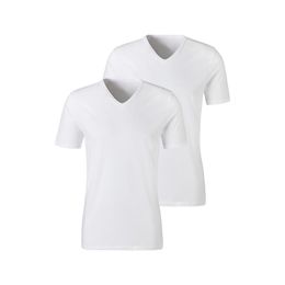 H.I.S. H.I.S Herren Unterziehshirt 2 Stk. mit V-Ausschnitt und kleinem Logo, Unterhemd, T-Shirt wei&szlig; S, 2 Stk., N-Gr