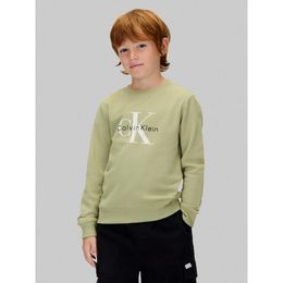 Calvin Klein Jeans Kinder Sweatshirt &raquo;CK MONOGRAM TERRY CN SWEATSHIRT&laquo;, f&uuml;r Kinder bis 16 Jahre, Logo-Print beige 4 (104)
