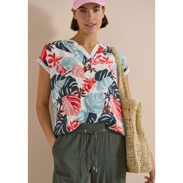 Cecil Damen Shirtbluse Sommershirt mit Split Neck und Printmix XL (44)