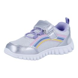 Richter M&auml;dchen Slip-On Sneaker &raquo;Wallaby&laquo; Klettschuh mit Regenbogen-Motiv, Gr&ouml;&szlig;enschablone zum Download silber 29