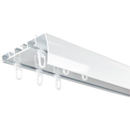 SN DECO GROUP Gardinenschiene &raquo;Objektschiene EVO-M 2-l&auml;ufig mit integrierter Blende&laquo; 2 l&auml;ufig-l&auml;ufig Fixma&szlig; wei&szlig; Aluminium B/L: 400cm, 1 Stk., 2 
