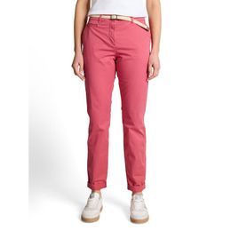 Tom Tailor Damen Tom Tailor Chinohose &raquo;Tom Tailor Chino&laquo; mit G&uuml;rtel und Stretch pink 34, L&auml;nge 30