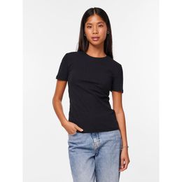 Pieces Damen Pieces Kurzarmshirt &raquo;PCRUKA SS TOP JRS NOOS BC&laquo; mit gerippter Struktur schwarz XS