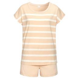 s.Oliver Damen s.Oliver Shorty Set, 2 tlg. mit garngef&auml;rbten Streifen im Oberteil beige 36/38