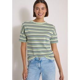 Cecil Damen T-Shirt Ringelshirt, Baumwolle, Rundhalsausschnitt gr&uuml;n L (42)