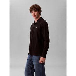 Calvin Klein Jeans Herren Langarm-Poloshirt Regular fit mit Rundhalsausschnitt schwarz XXL