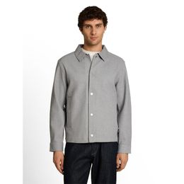 Tom Tailor Denim Damen Tom Tailor Denim Wolljacke ohne Kapuze mit Druckkn&ouml;pfen und Eingrifftaschen grau S