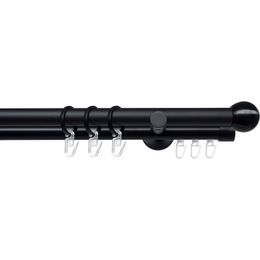 Liedeco Gardinenstange &raquo;Stilgarnitur 20 mm Blues Kugel&laquo; &Oslash; 2 mm 2 l&auml;ufig-l&auml;ufig Fixma&szlig; Gardinenstange Komplett schwarz Eisen B/L: 120cm &Oslash; 2mm, 1 Stk., 2 l&auml;ufig