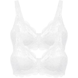 SuSa Damen B&uuml;gelloser BH &raquo;Latina&laquo; zarte Spitze, atmungsaktiv, elastisch, bequem, BH-Set wei&szlig; 110, Cup C