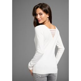 Laura Scott Damen Strickpullover mit Spitze im R&uuml;ckenausschnitt wei&szlig; 38
