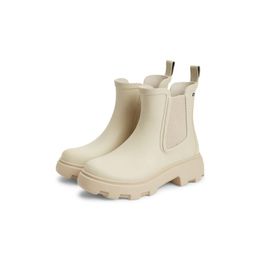 Tommy Hilfiger Damen Chelseaboots &raquo;RUBBER FLAG CLEATED RAINBOOT&laquo; Stiefelette, Rainboots mit beidseitigem Stretcheinsatz beige 39