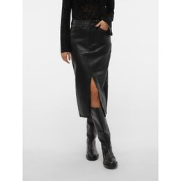 V&eacute;ro Moda Vero Moda Damen Lederimitatrock &raquo;VMVERI HR CALF PL SKIRT NOOS&laquo; Lederimitat, mit Stretch, high waist schwarz S (36)