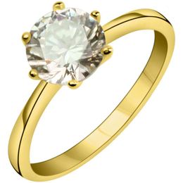 Firetti Damen Goldring &raquo;Schmuck Geschenk Gold 375 Fingerring Verlobungsring Ring Solit&auml;r&laquo; mit Zirkonia (synth.) gold 58, Gelbgold 375, 2mm