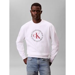 Calvin Klein Jeans Herren Sweatshirt, Regular fit mit Rundhalsausschnitt wei&szlig; XL