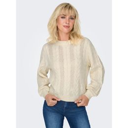 Only Damen Only Rundhalspullover &raquo;ONLRUBINA LS CABLE O-NECK KNT NOOS&laquo; grau L