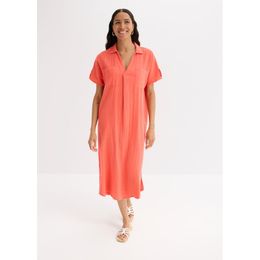 bonprix Damen bonprix Tunikakleid Oversize-Passform, Kaftan-Schnitt, Kimono&auml;rmel, aus Baumwolle orange 52, N-Gr