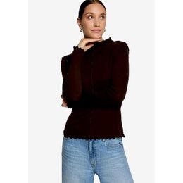 Zero Damen Langarmshirt mit Kr&auml;uselsaum braun 38