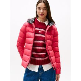 Tommy Jeans Damen Steppjacke &raquo;TJW SLIM HOOD PRNT DOWN JCKT EXT&laquo; mit Kapuze rosa XXL (44)