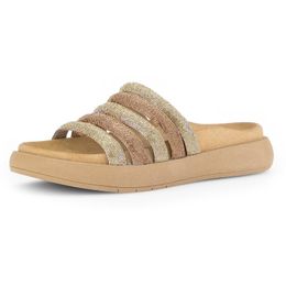 Gabor Damen Pantolette , Plateau, Sommerschuh, Schlappen in funkelnder Optik gold 40