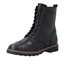 Remonte Damen Schn&uuml;rstiefelette Blockabsatz, Schn&uuml;rboots mit Ziern&auml;hten und Lyralochmuster schwarz 45