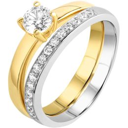 Firetti Ring-Set &raquo;Multipack Schmuck Geschenk Silber 925 Fingerringe&laquo; mit Zirkonia (synth.) gold 17, Silber 925 (Sterlingsilber), 2,5mm