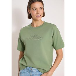 Cecil Damen Sweater, Kurzarm Sweatshirt mit Embroidery gr&uuml;n L (42)