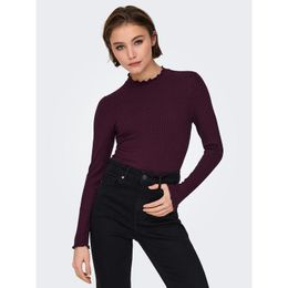 Jacqueline de Yong Jdy Damen JDY Langarmbluse &raquo;JDYFRANSISKA L/S HIGHNECK TOP JRS NOOS&laquo; Viskosemischung, slim fit rot L