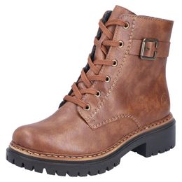 Rieker Damen Schn&uuml;rboots , Winterstiefel, Boots mit kontrastfarbener Rahmennaht braun 42
