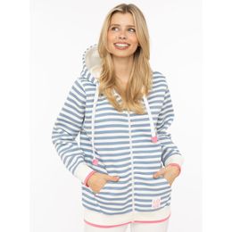 Zwillingsherz Damen Kapuzensweatjacke &raquo;"Maritim"&laquo; gestreift, Kapuze mit Kordel und Herzen, Taschen, Zipper S/M