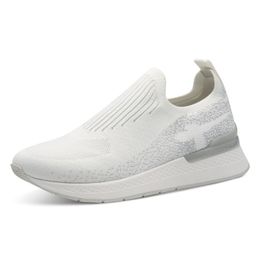 Tamaris Damen Slip-On Sneaker , Keilsneaker, Slipper, Freizeitschuh, Halbschuh mit T-Logoschriftzug silber 39