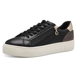 Tamaris Damen Plateausneaker Freizeitschuh, Halbschuh, Schn&uuml;rer mit Bes&auml;tzen und Glitzerdetails gold 42